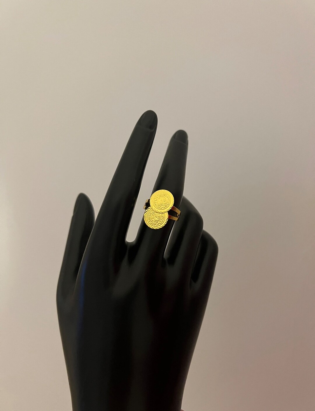 24K Gold Plated Arabic Coin Ring Iraqi Lira Dubai Gold Ottoman Turkish ...