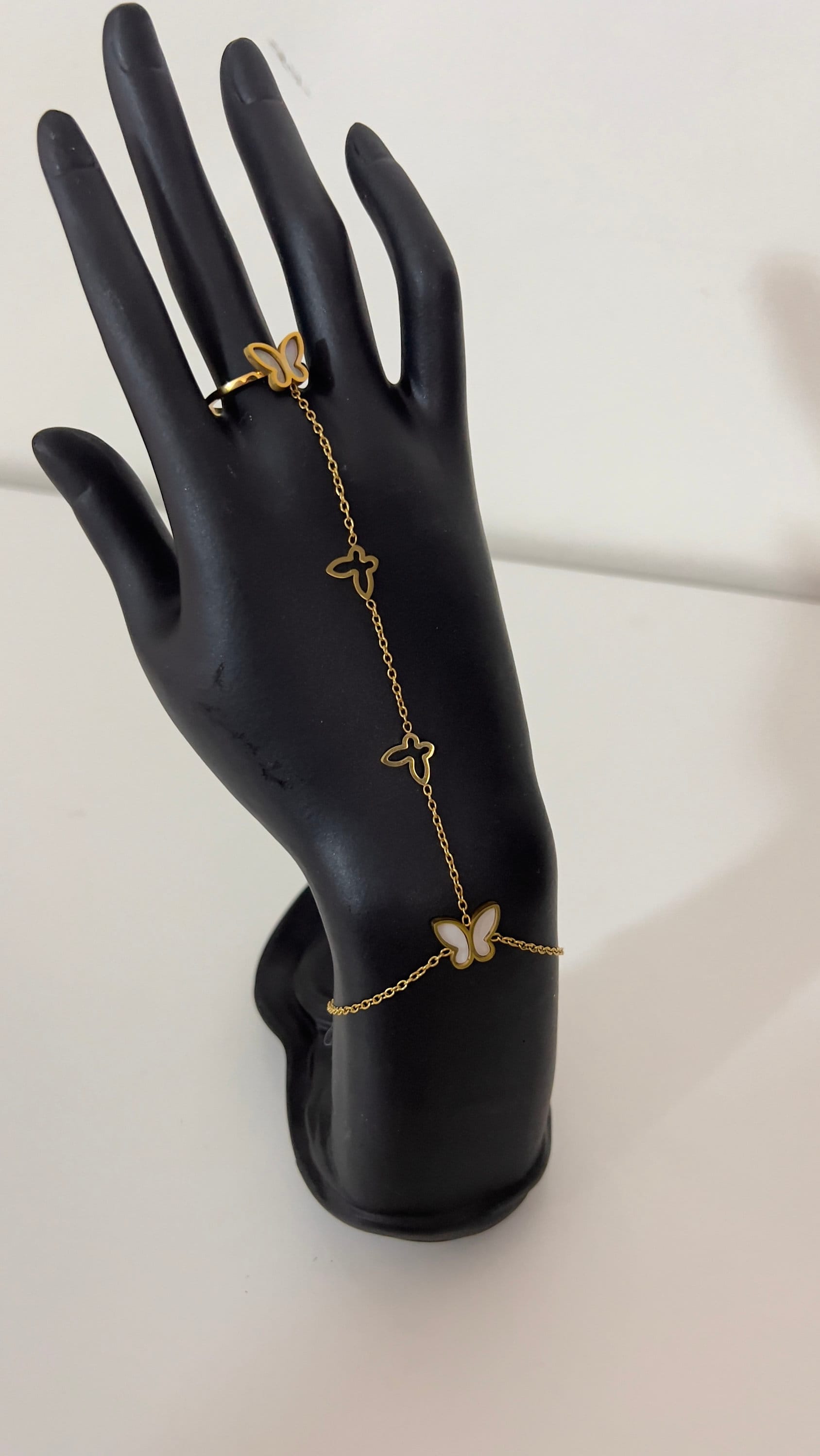 21K Gold Plated Arabic Stainless Steel Kaff Iraqi Bracelet With Ring ...