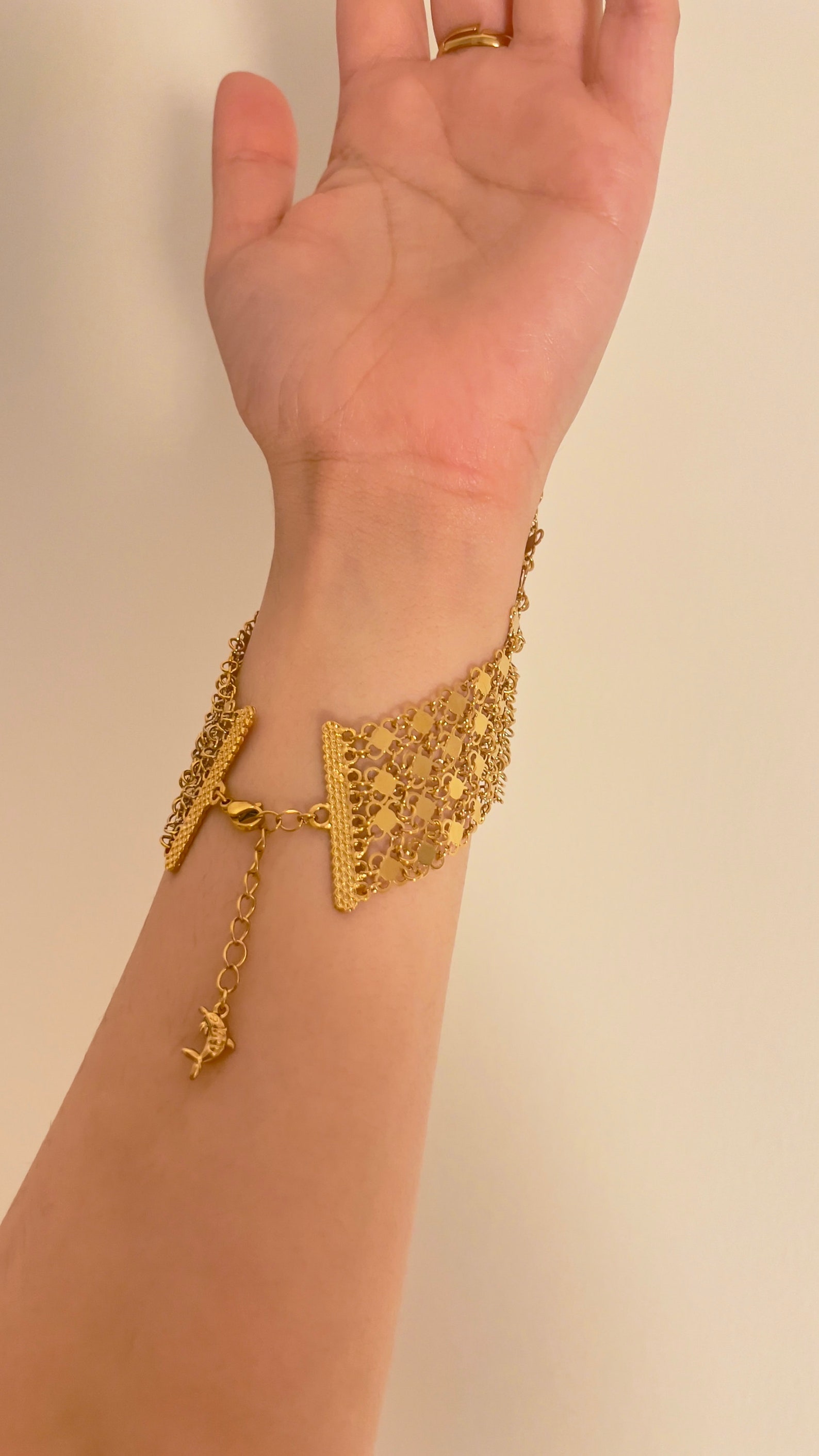 24K Gold Plated Stainless Steel Kaff Iraqi Bracelet With Ring Dubai ...