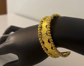 24K Gold Plated Stainless Steel Kaff Iraqi Bracelet With Ring Dubai ...