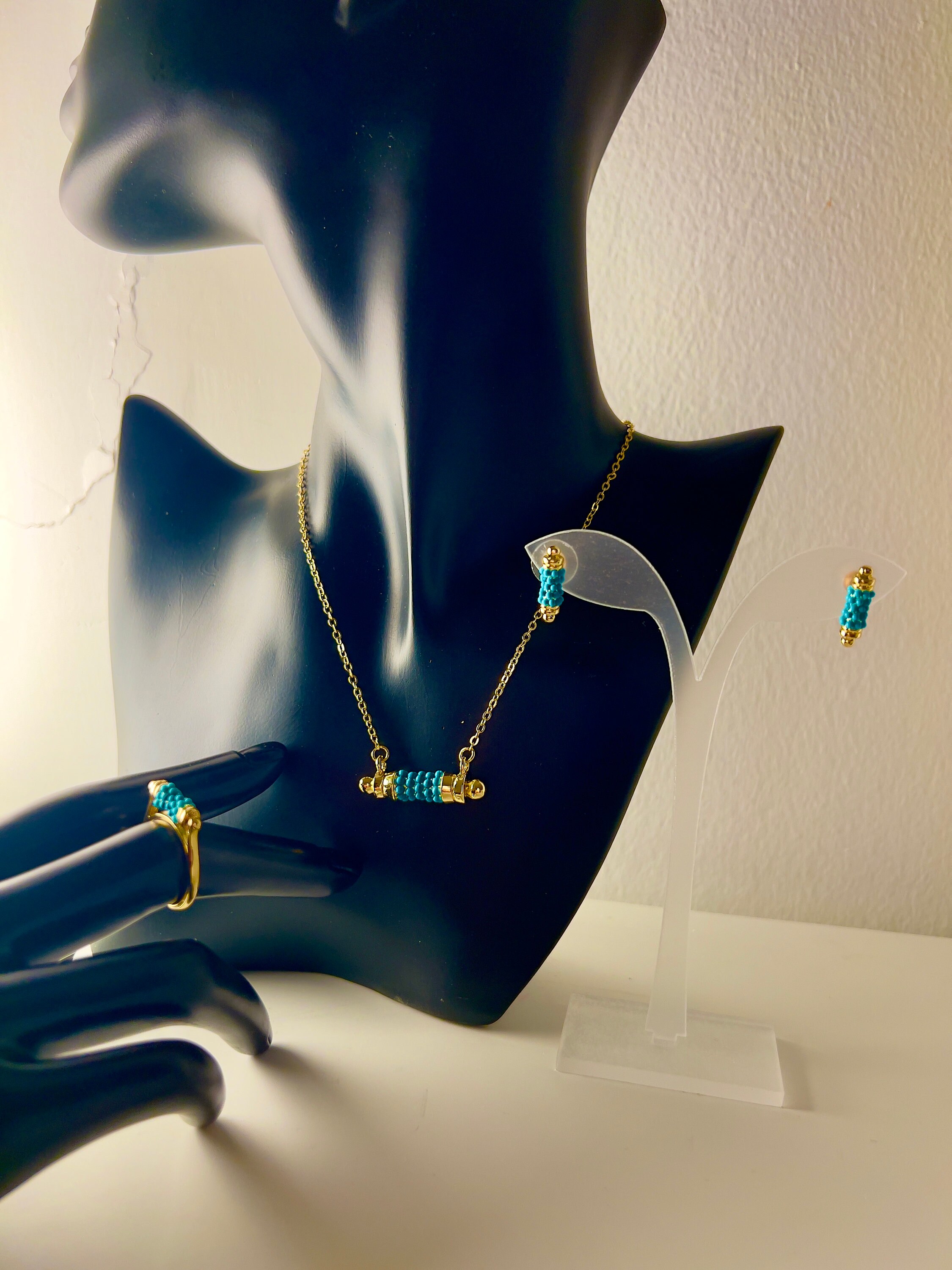 Islamic Scroll 18K Gold Plated Arabic Set Earrings Necklace Iraqi Dubai ...