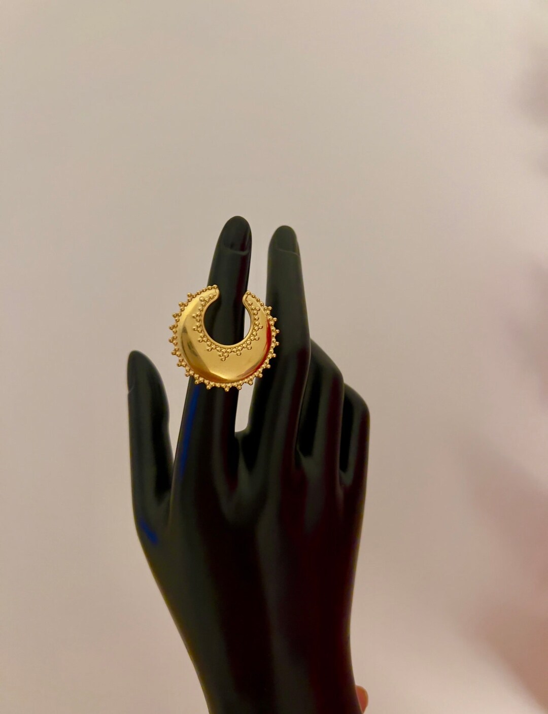 Crescent 24K Gold Plated Arabic Algerian Ring Iraqi Lira Dubai Gold ...