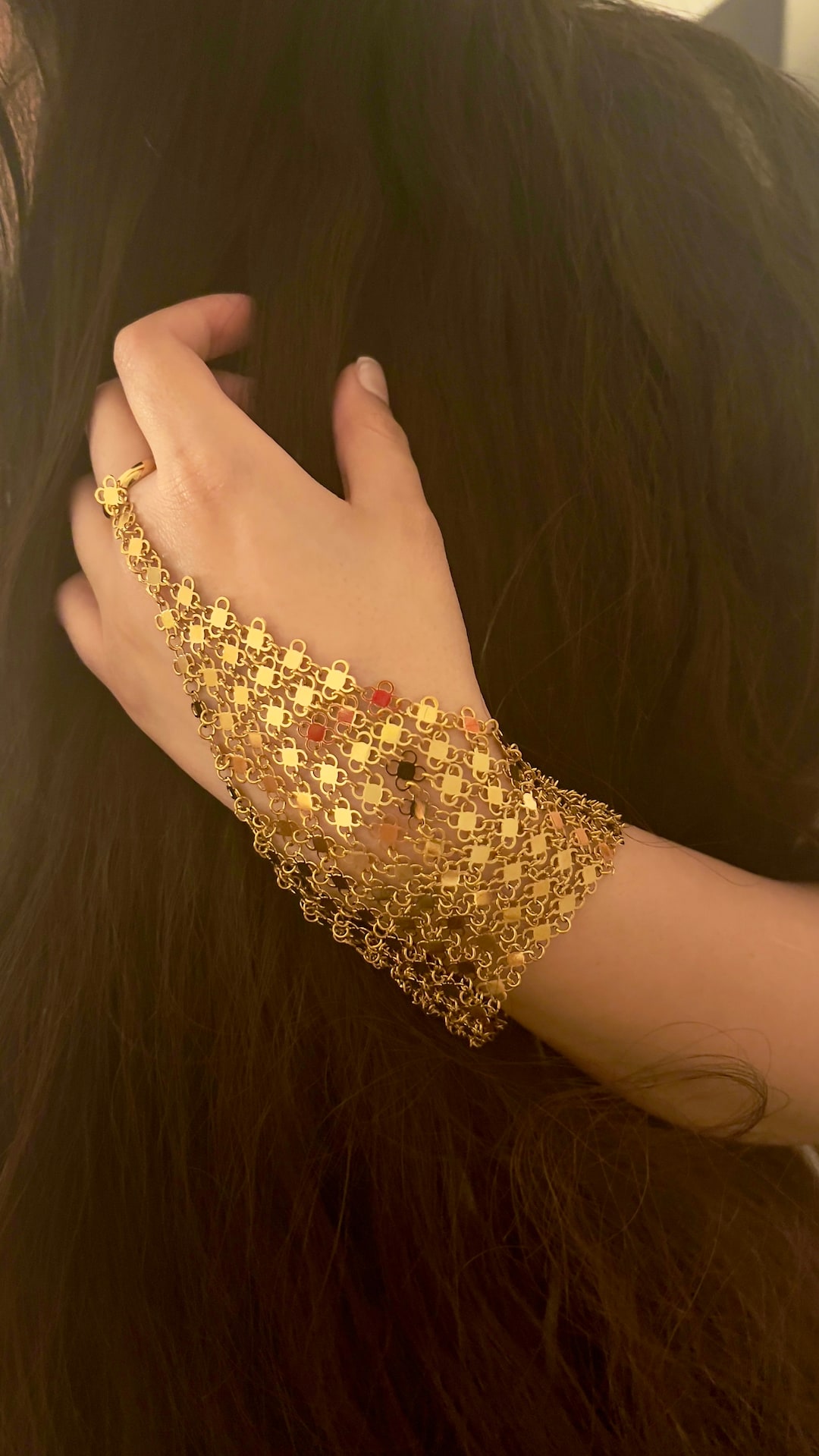 24K Gold Plated Stainless Steel Kaff Iraqi Bracelet With Ring Dubai ...