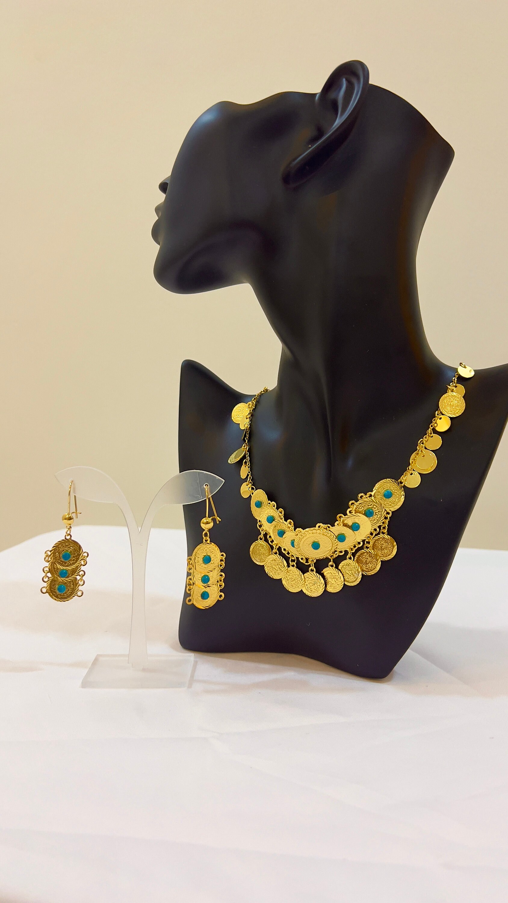 Fayrouz 24K Gold Plated Arabic Set Earrings Necklace Iraqi Dubai Gold ...