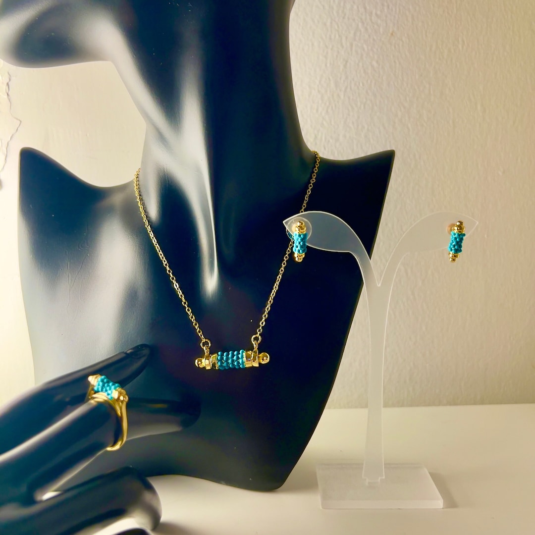 Islamic Scroll 18K Gold Plated Arabic Set Earrings Necklace Iraqi Dubai ...