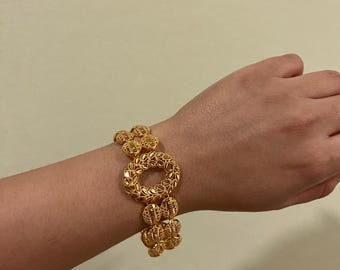 24K Gold Plated Stainless Steel Kaff Iraqi Bracelet With Ring Dubai ...