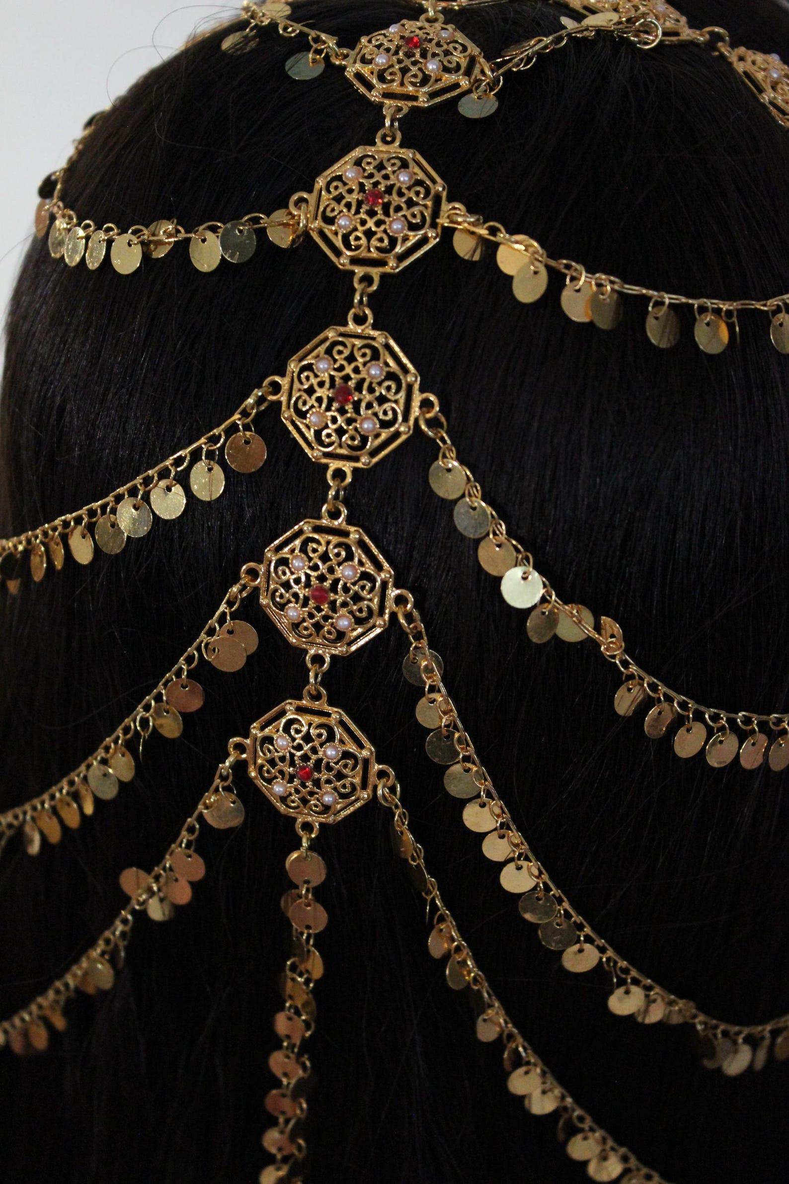 Unique Emirati Headpiece | Khaleeji Lira Coin Hair Jewelry | Arabic ...
