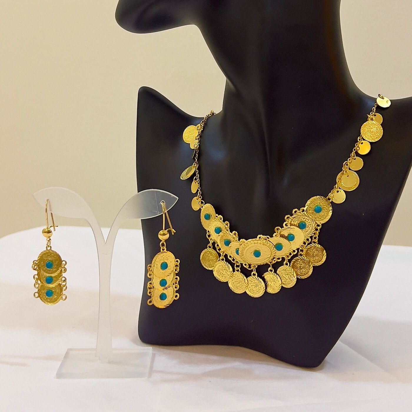 Fayrouz 24K Gold Plated Arabic Set Earrings Necklace Iraqi Dubai Gold ...