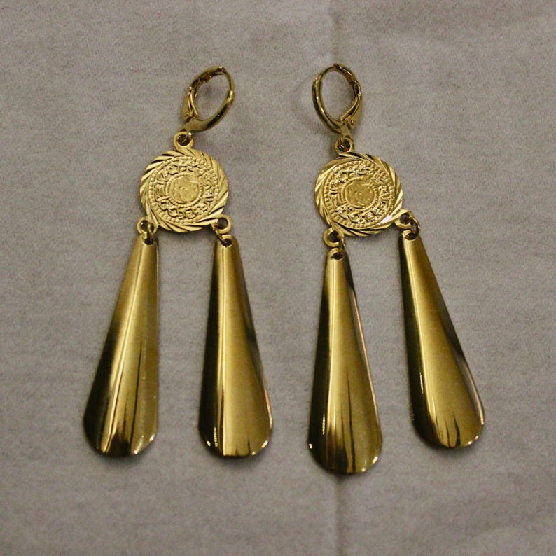 Everyday Coin 24K Gold Plated Arabic Earrings | Dubai Lira Gold ...
