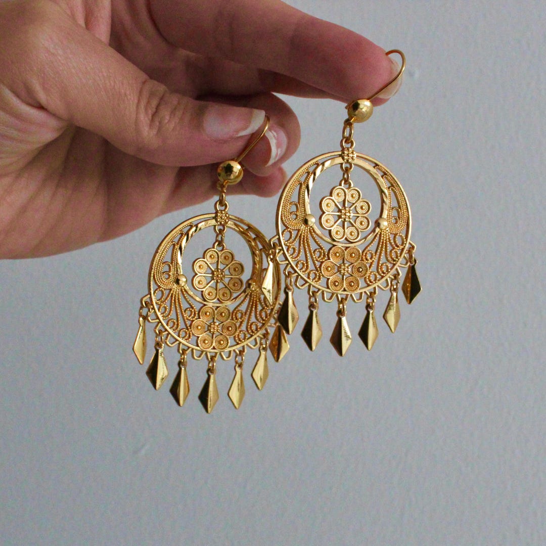 21K Gold Plated Arabic Earrings Iraqi Dubai Gold Ottoman Turkish Lira ...
