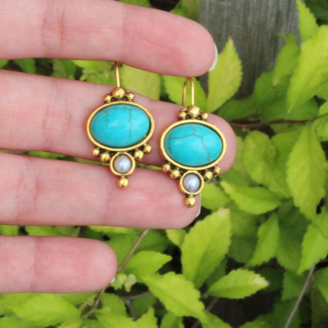 Fayrouz Stone Imitation Arabic Earrings | Iraqi Turkish Evil Eye Charm ...