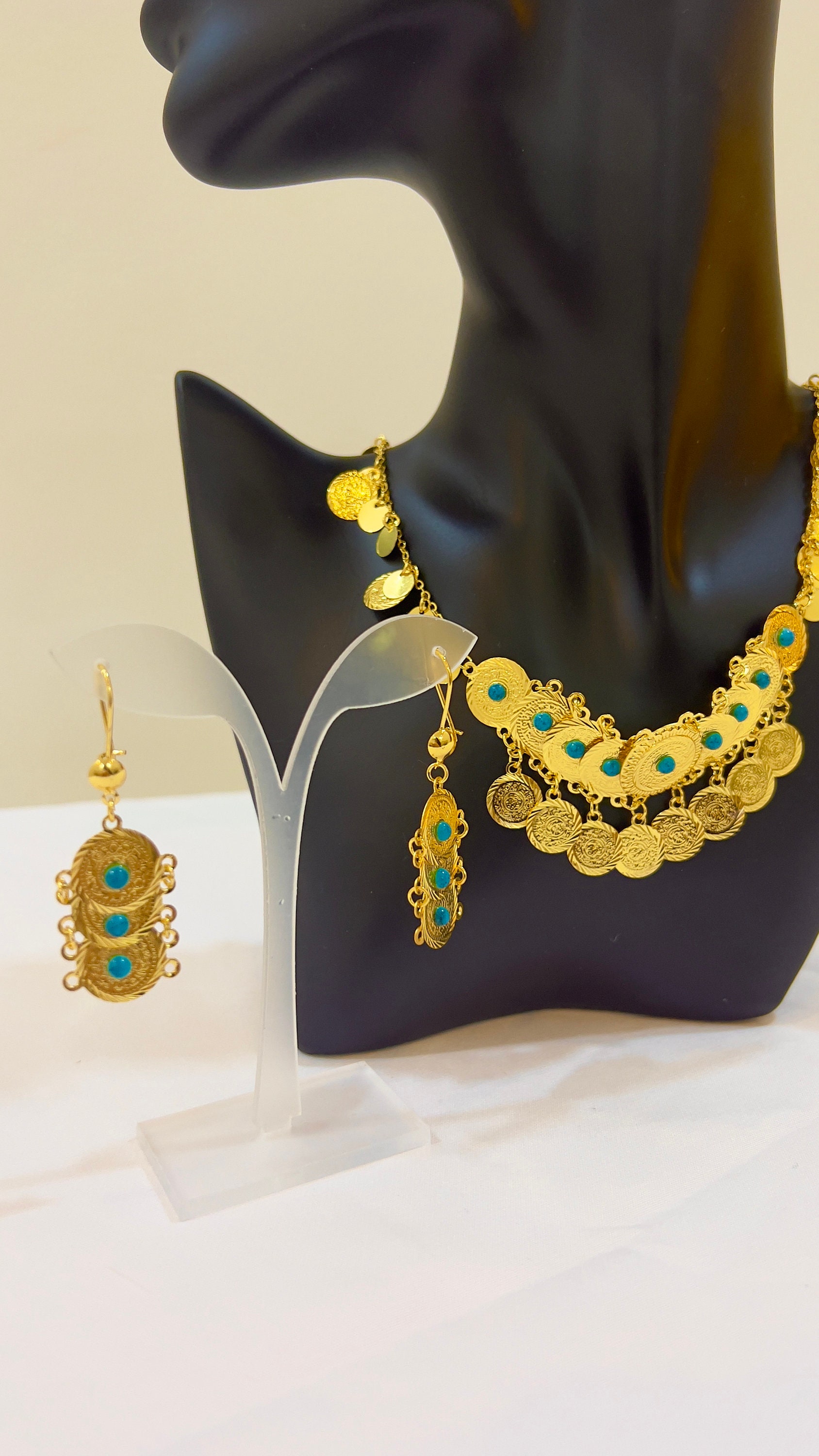 Fayrouz 24K Gold Plated Arabic Set Earrings Necklace Iraqi Dubai Gold ...