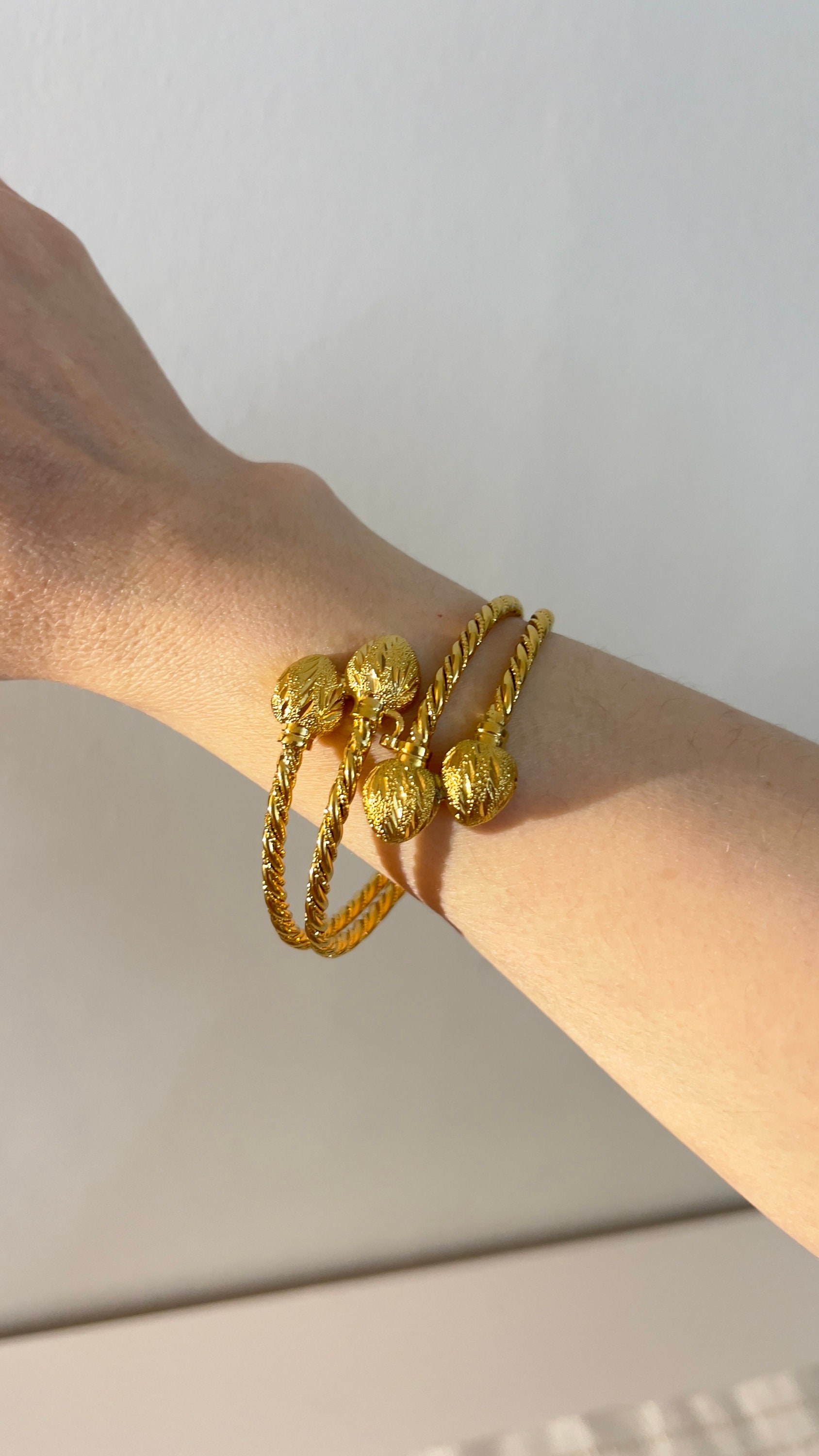 24K Gold Plated Bangle Iraqi Bracelet Dubai Gold Arabic Kurdish ...