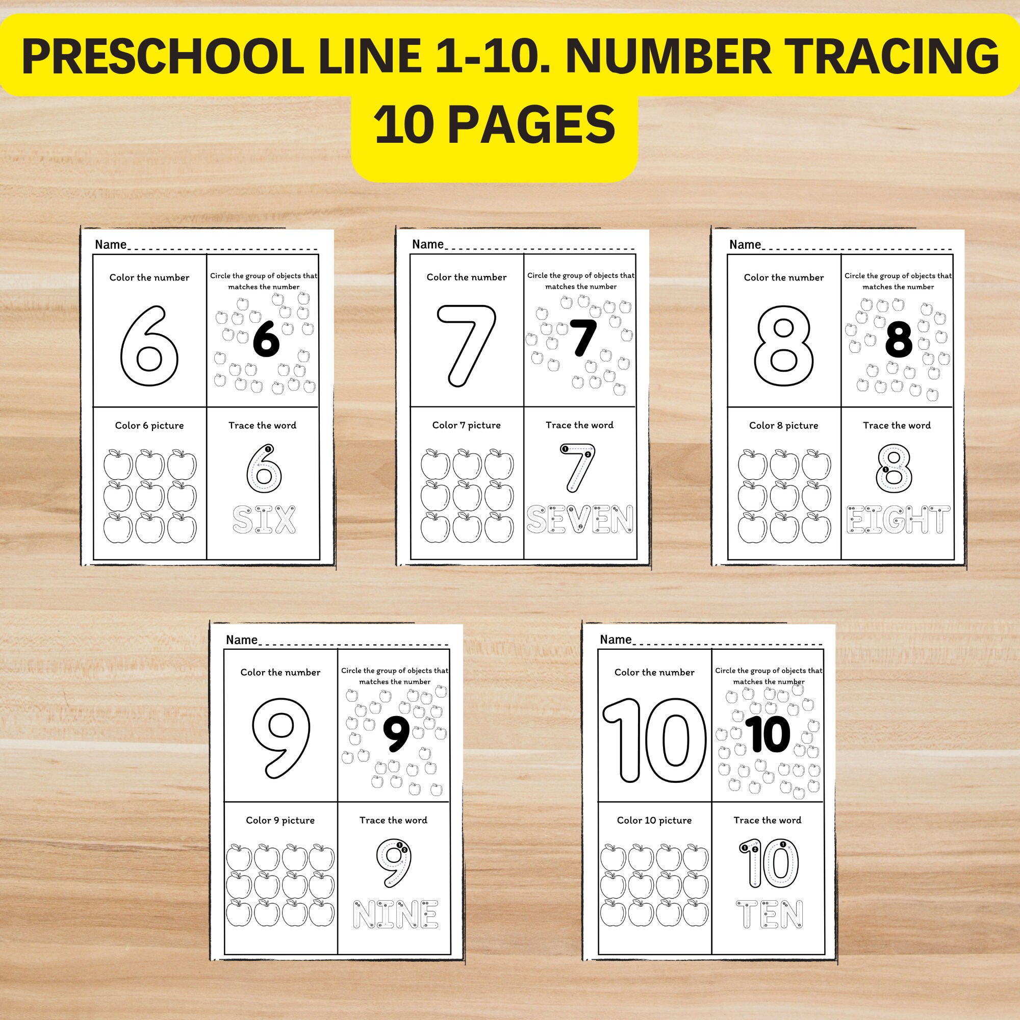 1-10, Number Tracing, Preschool Worksheet Printable, Handwriting ...