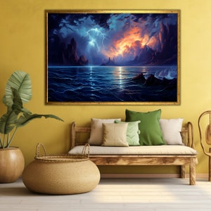 Lightning Storm Canvas Wall Art, Ready to Hang, Lightning Canvas Art ...