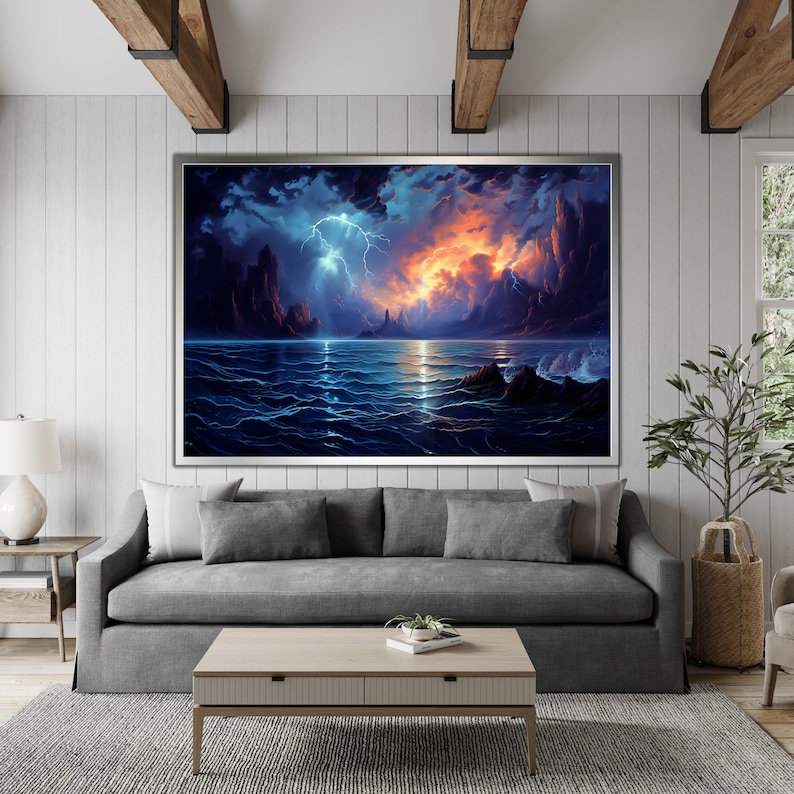 Lightning Storm Canvas Wall Art, Ready to Hang, Lightning Canvas Art ...