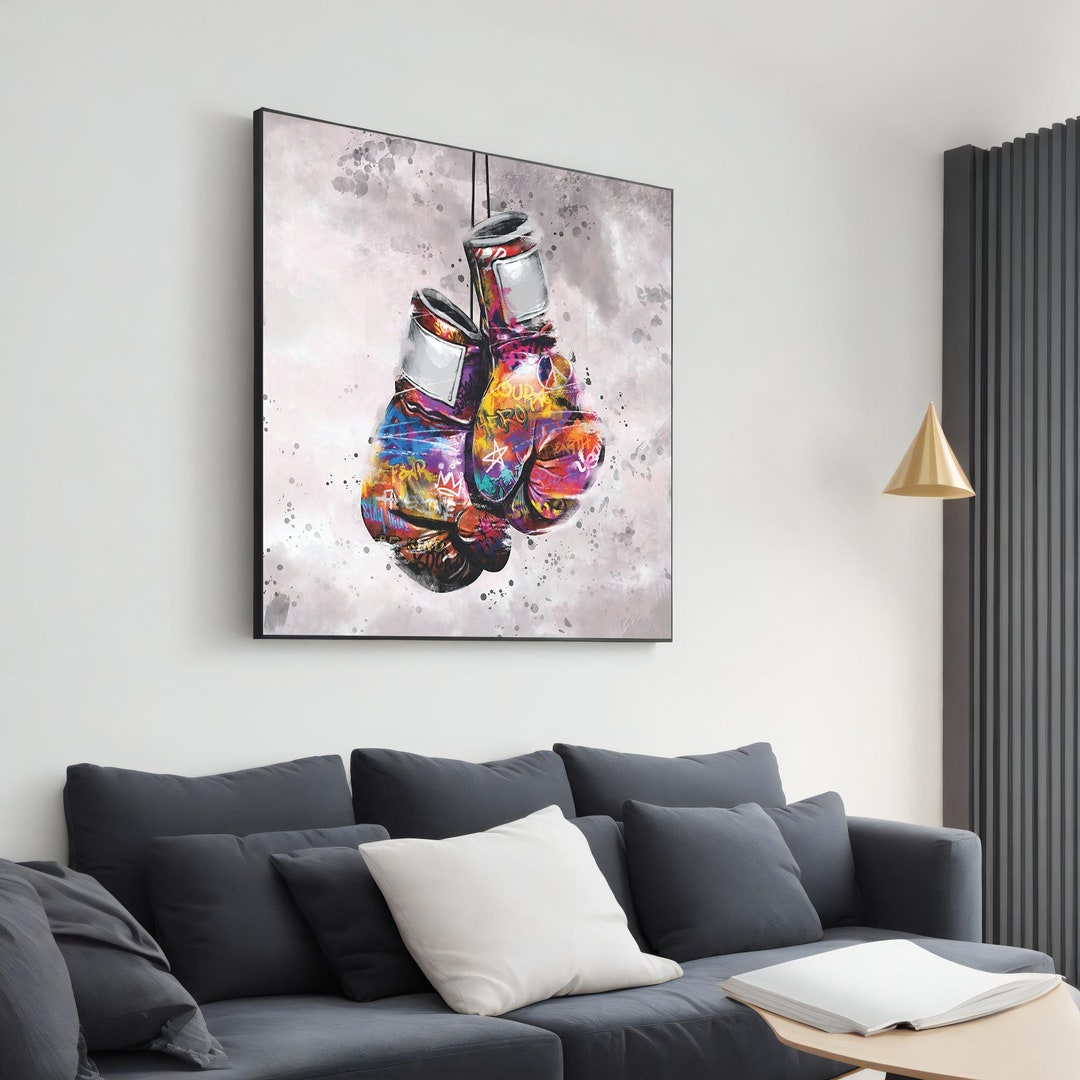 Graffiti Boxing Gloves Canvas Art, Vibrant Urban Street Art Decor ...
