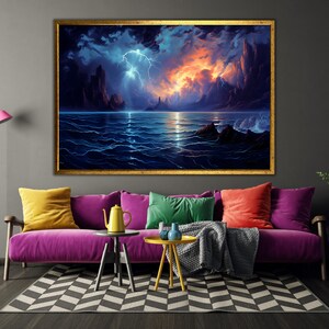 Lightning Storm Canvas Wall Art, Ready to Hang, Lightning Canvas Art ...