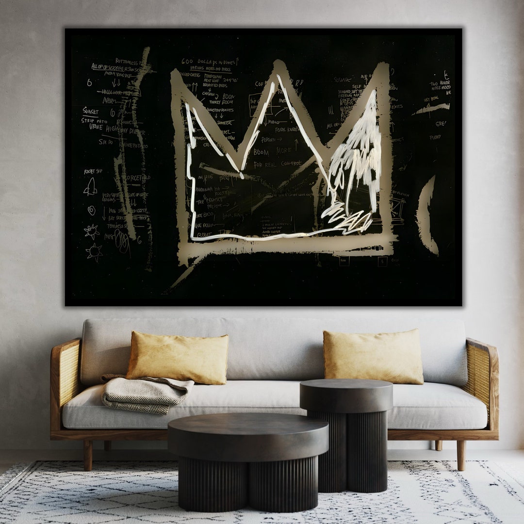 Jean Michel Basquiat Crown Canvas Print, Large Wall Art, Abstract Decor ...