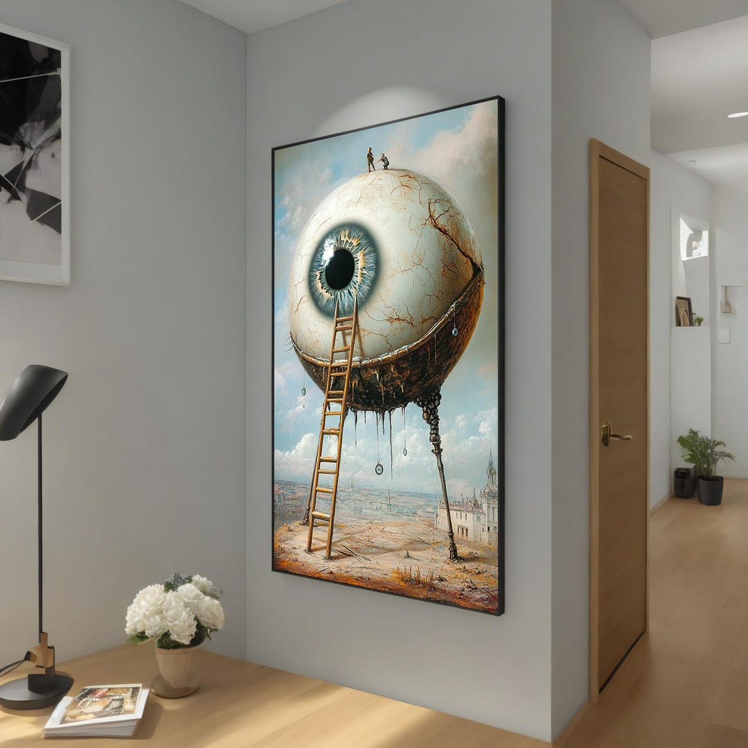 Surrealist Eye Canvas Painting Fantasy Dreamscape Wall Decor, Unique ...