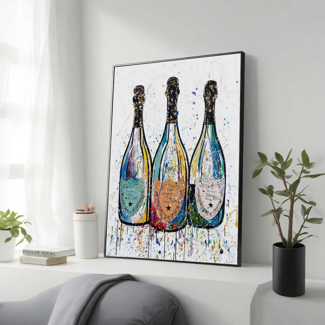 Dom Perignon Champagne Bottles Canvas Print, Ready to Hang, Interior ...