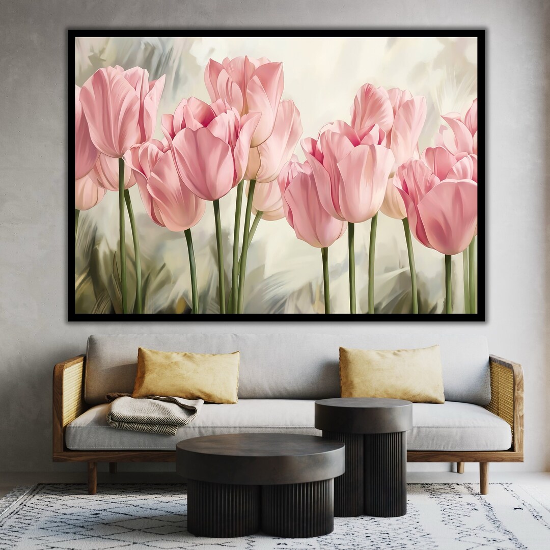 Rose Pink Floral Wall Art, Framed Flower Canvas Print for Home Decor ...