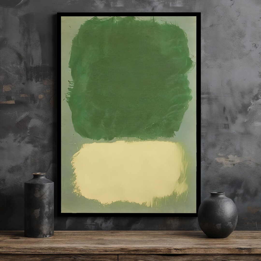 Green & Beige Minimalist Mark Rothko Wall Art, Abstract Poster, Modern ...