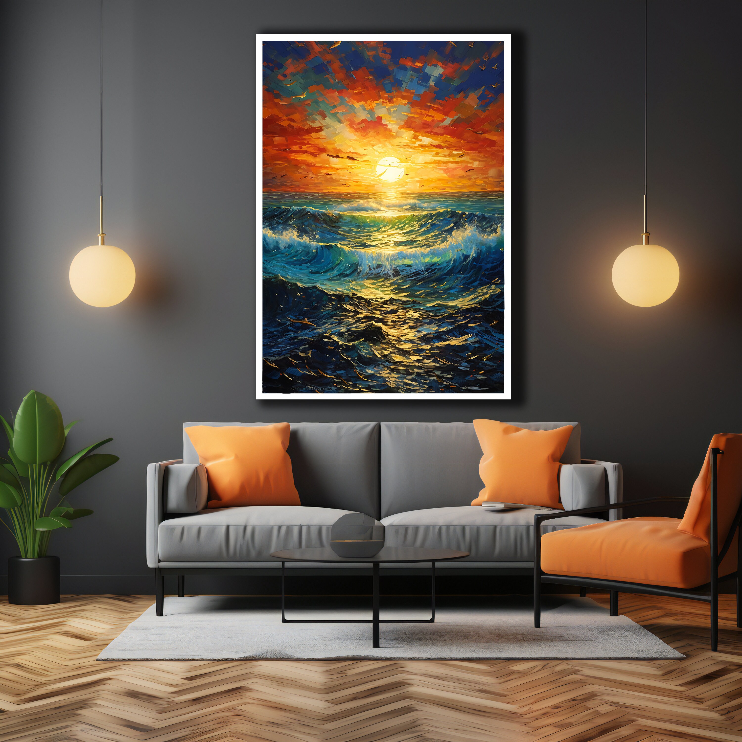 Sunset Canvas Print, Ocean View Wall Decor, Framed Ready to Hang Art ...
