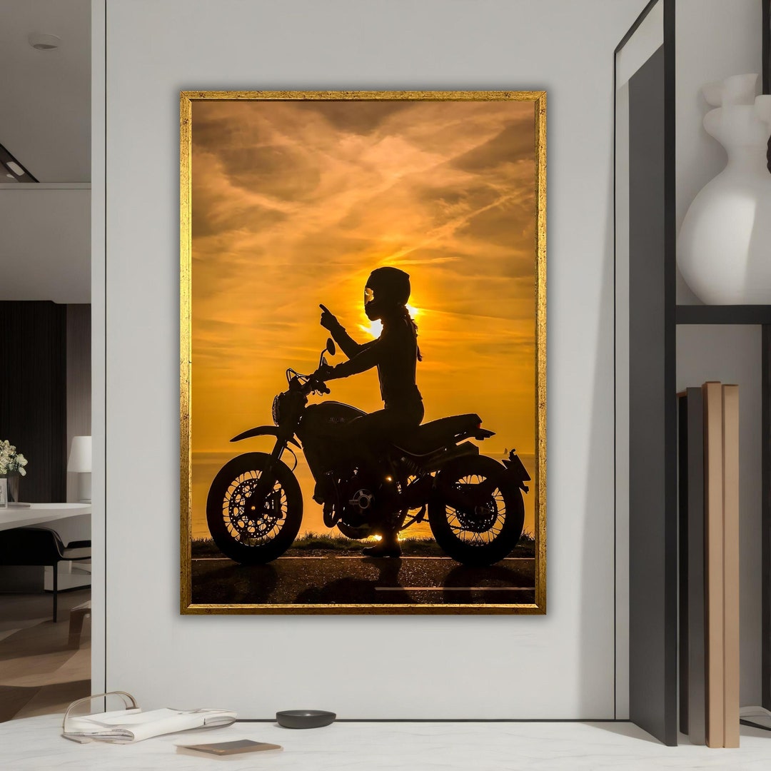 Motorcycle With a View Canvas Print, Landscape Wall Decor, Ready to ...