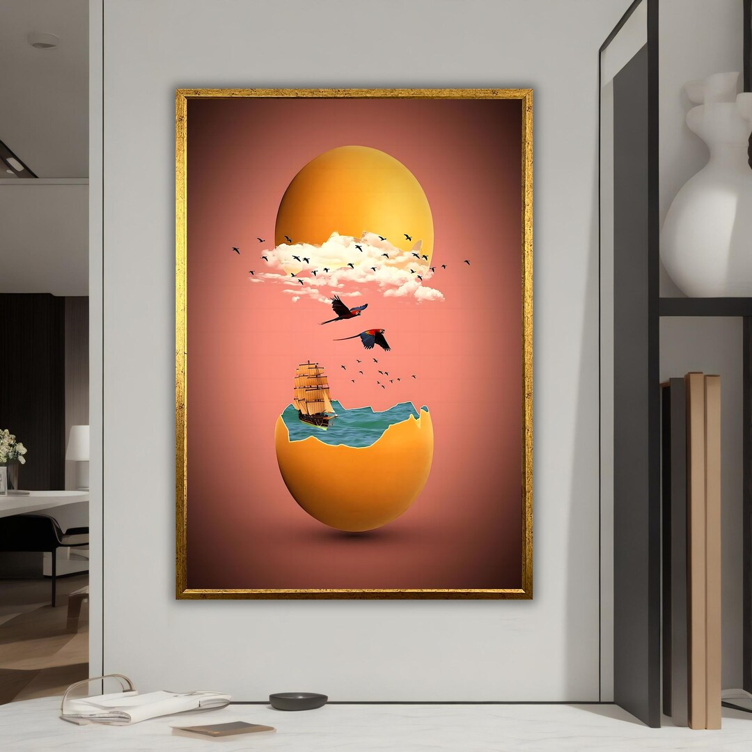 Life Inside the Egg Surrealism Artwork, Canvas Print, Readymade Wall ...