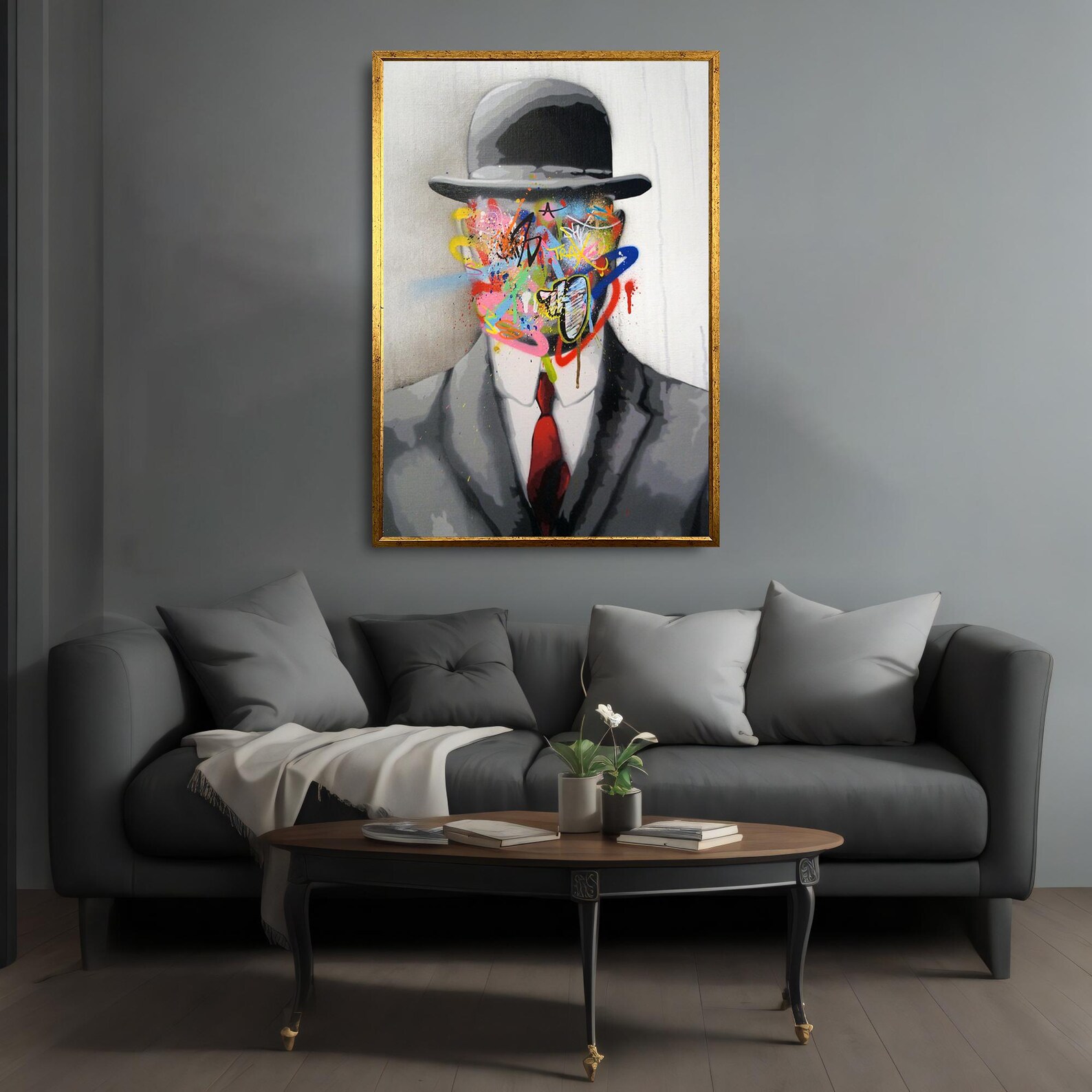 René Magritte the Son of Man Graffiti Canvas Art, Abstract Graffiti ...