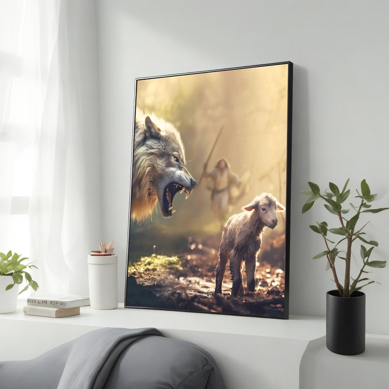Jesus Wolf and Lamb Wall Art - Etsy
