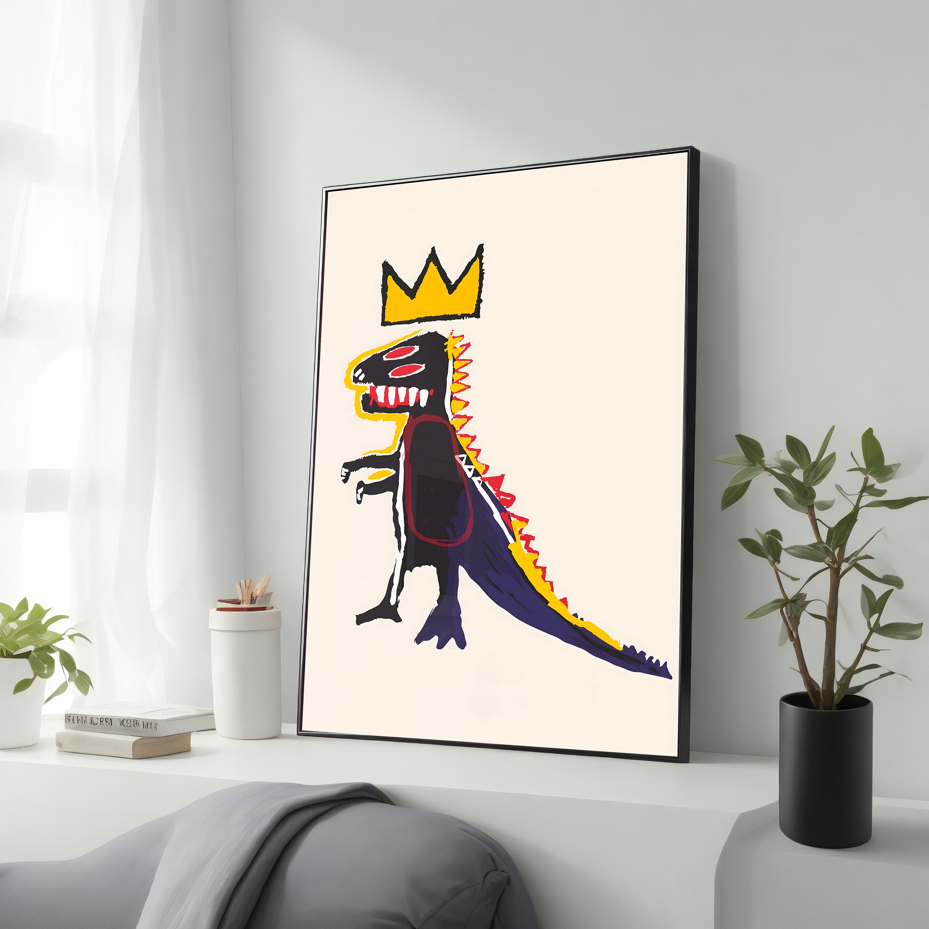 Jean Michel Basquiat Dinosaur Canvas Art Print, Modern Wall Art ...