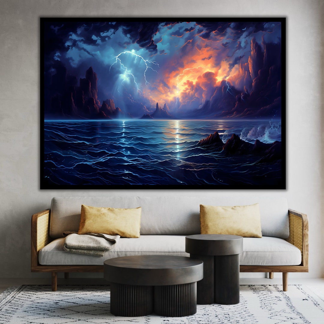 Lightning Storm Canvas Wall Art, Ready to Hang, Lightning Canvas Art ...
