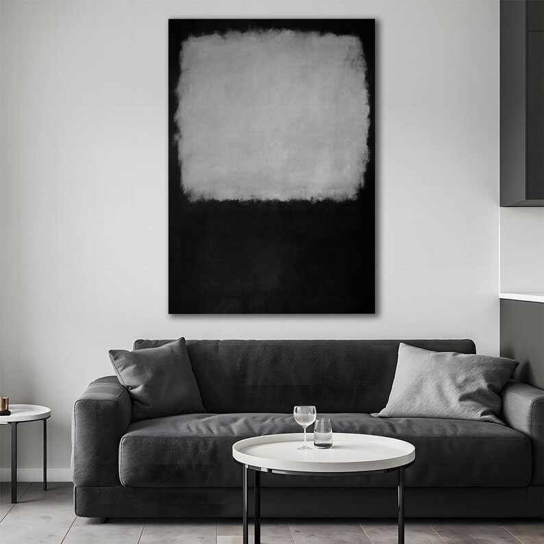 Mark Rothko Canvas Painting, Black and White Modern Art, Abstract Wall ...