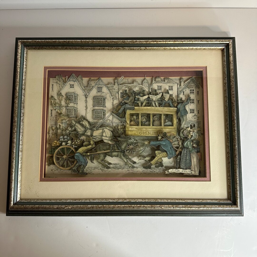 Anton Pieck 3D Art Omnibus Stagecoach Vintage Framed Shadowbox Scene up ...