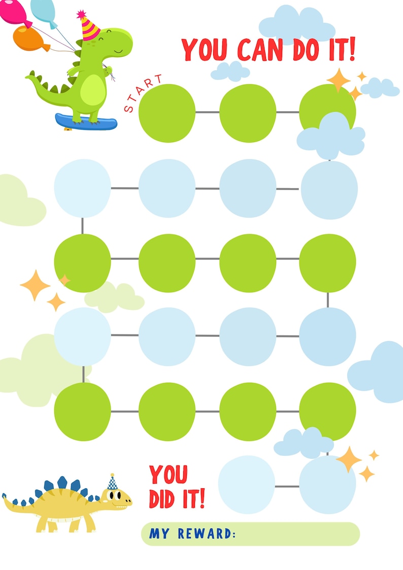 Dinosaur Reward Chart for Kids - Etsy