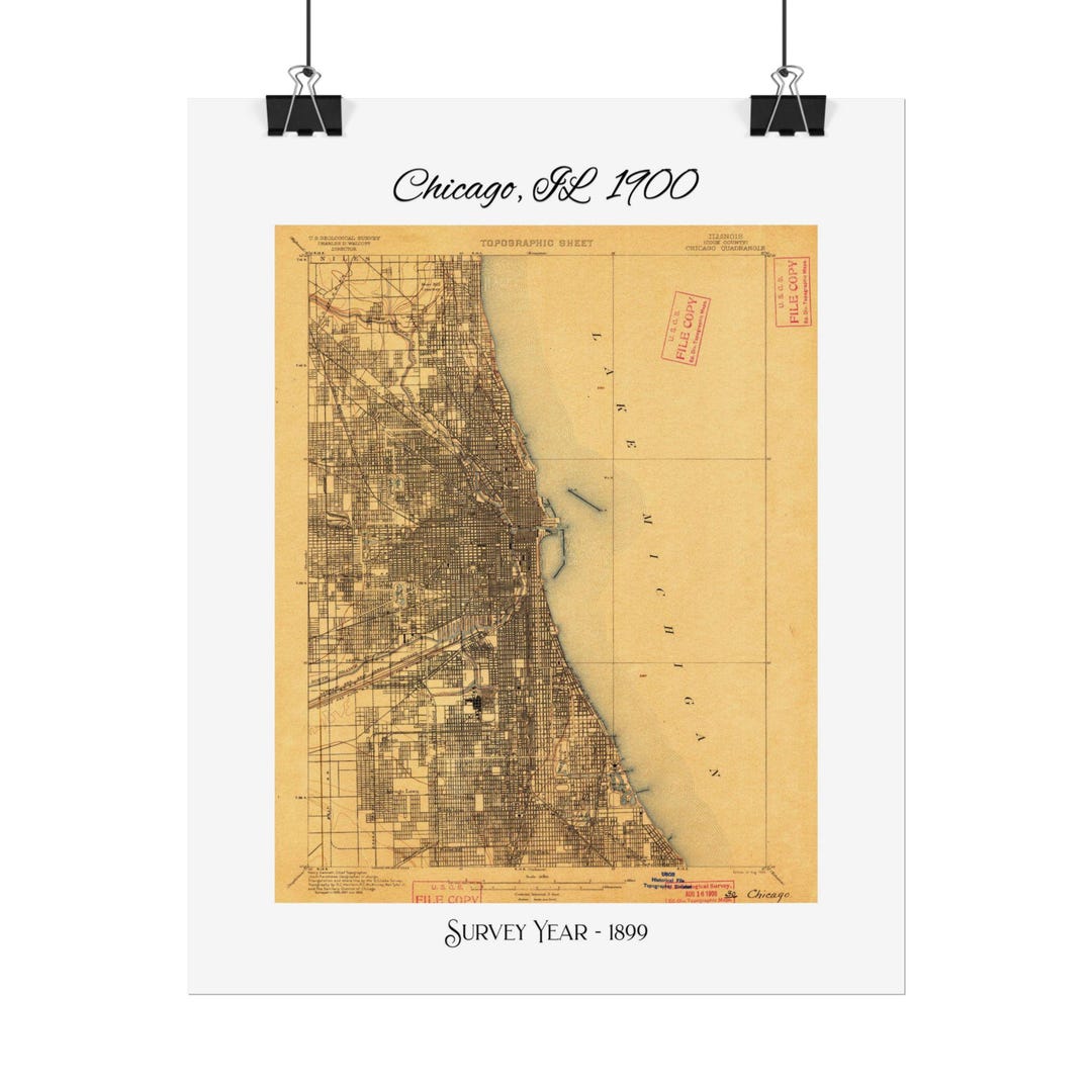 Vintage Chicago 1900 Map Print, Brooklyn Wall Art, Historical Map Decor ...