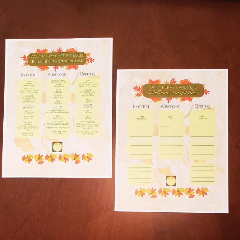 Puppy Care Schedule and Menu Planner - Etsy