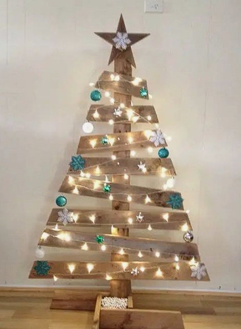 Rustic Cross Slat Designed Christmas Tree With LED Lights - Etsy