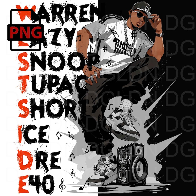 West Coast Hip Hop Legends Art: Urban Streetwear Poster (PNG Digital ...