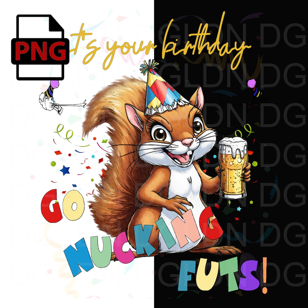 Funny Squirrel Birthday Card: Beer Lover, Party Animal (digital ...