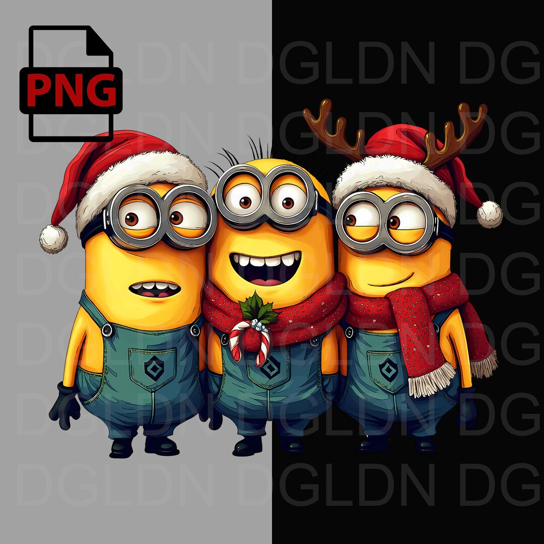 Christmas Minions PNG | Funny Holiday Minion Clipart | Festive Digital ...