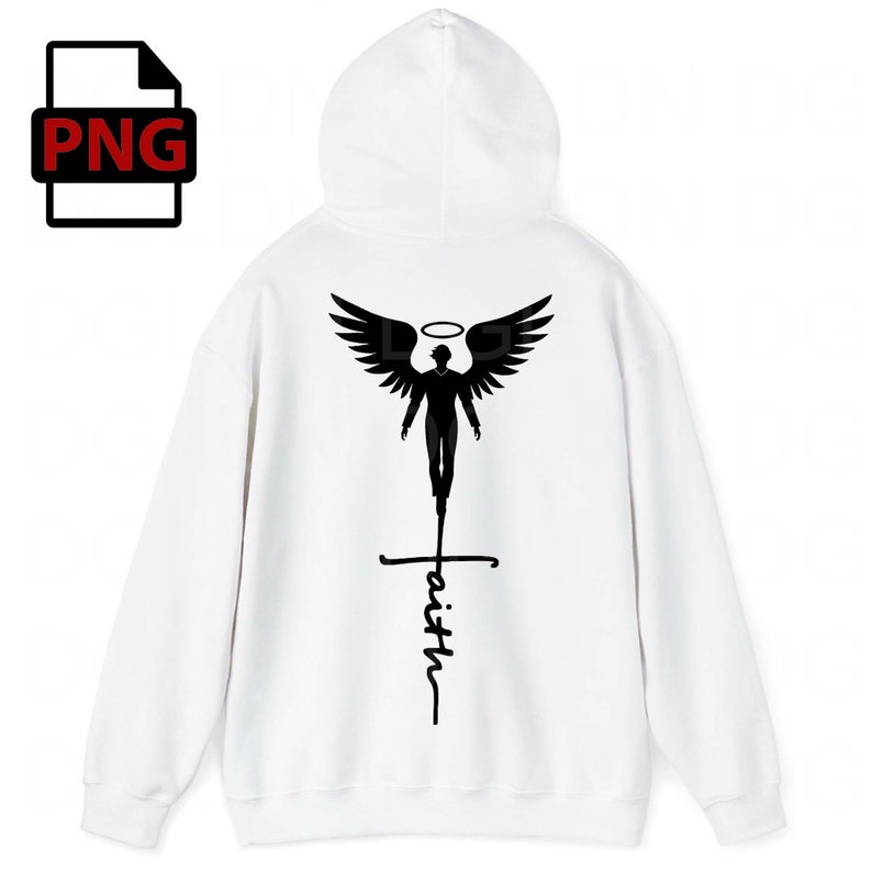 Angel and Faith Split Design PNG – Black and White Digital Download ...