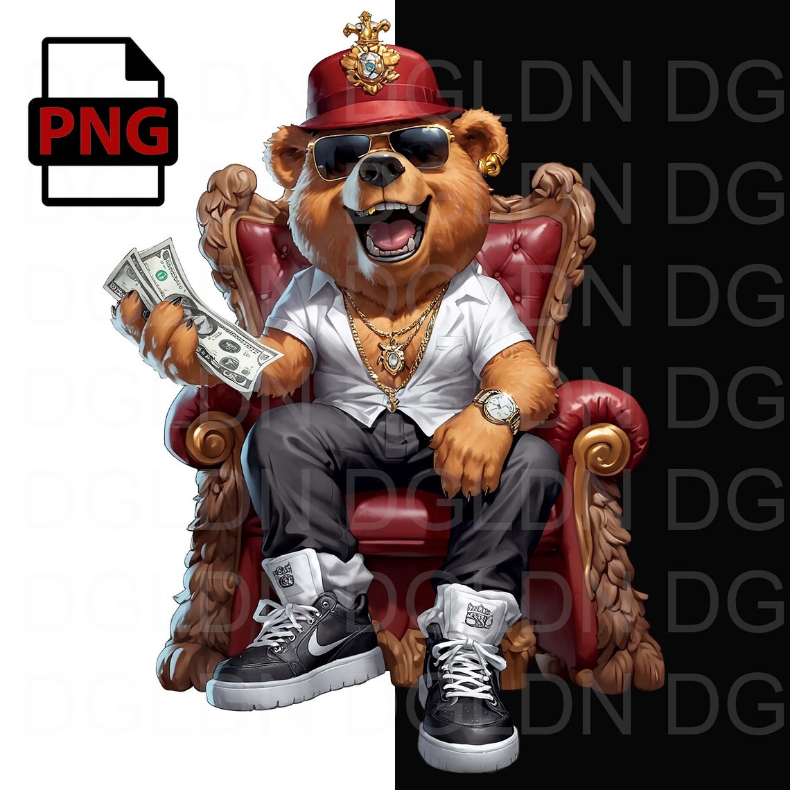Hip Hop Bear PNG Cool Bear Design PNG Streetwear Bear Art Urban Bear ...