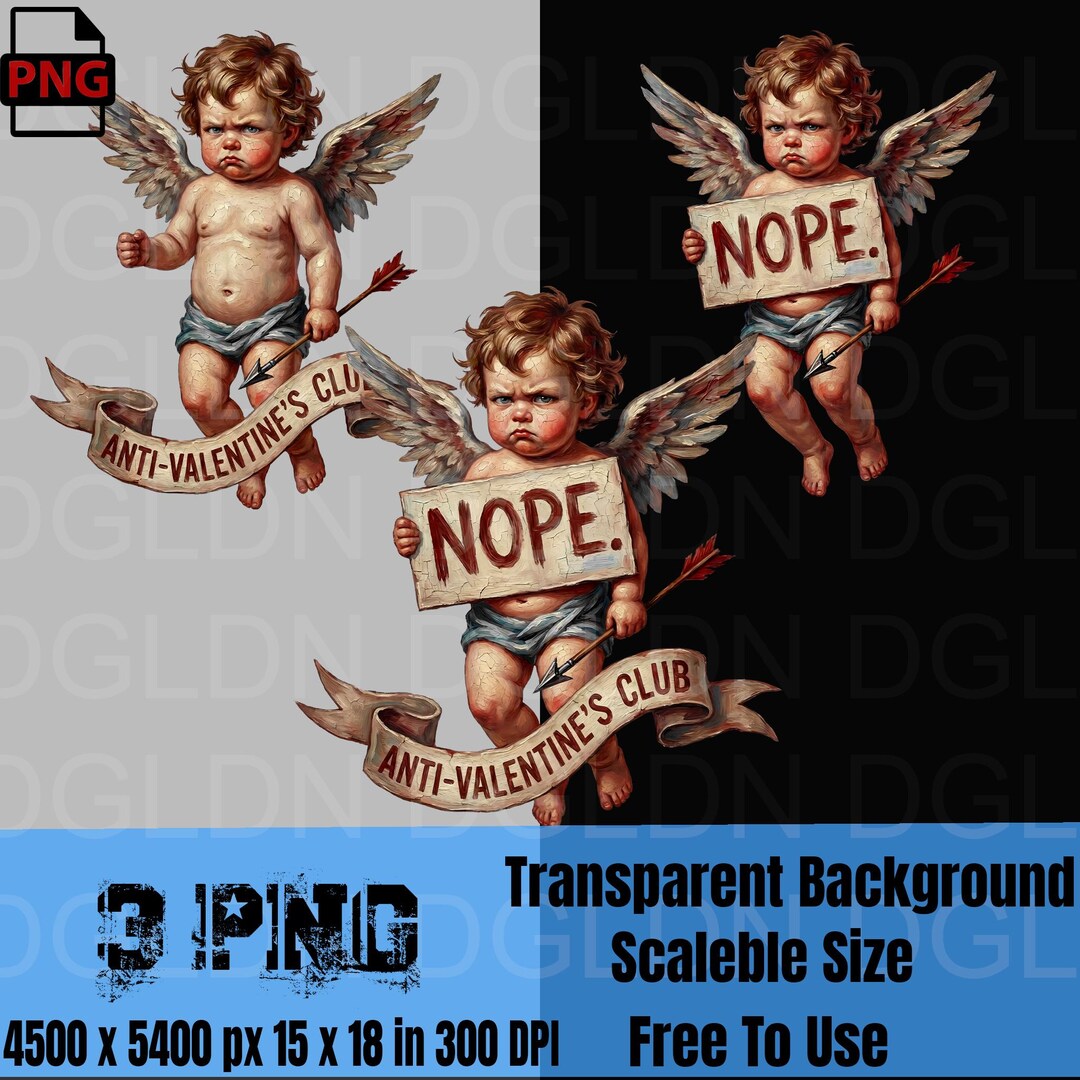 Anti Valentine PNG | Grumpy Cupid Sarcastic Sublimation Design | Dark ...