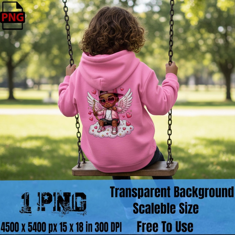 Black Toddler Cupid PNG Bundle | Urban Valentine Clipart | Streetwear ...