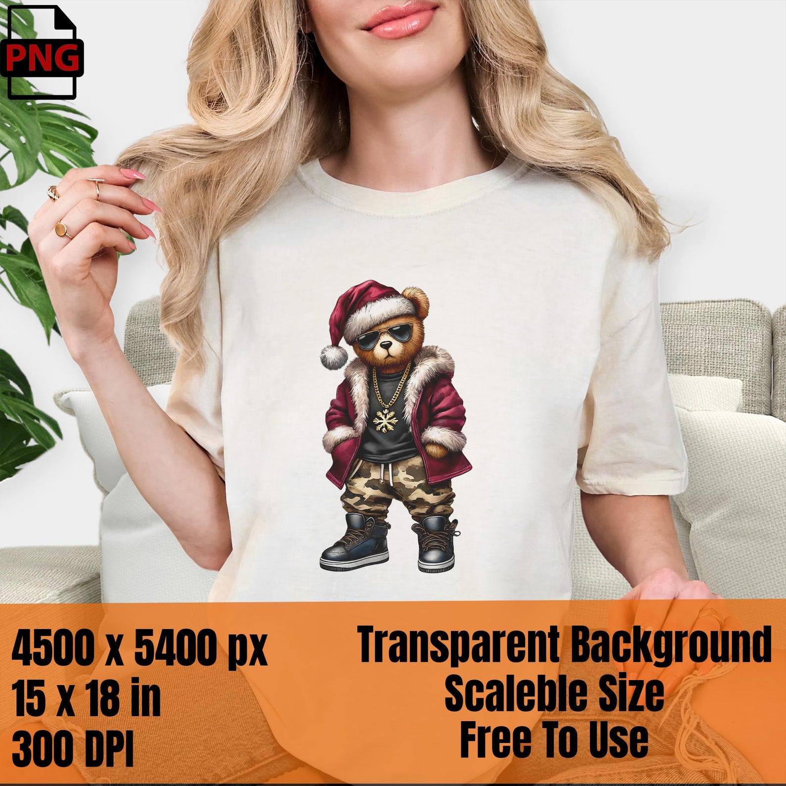 Urban Santa Bear PNG Bundle – Streetwear Christmas Clipart, 3 ...