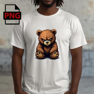 Grumpy Bear Digital Download PNG | Cute Angry Bear Illustration for ...