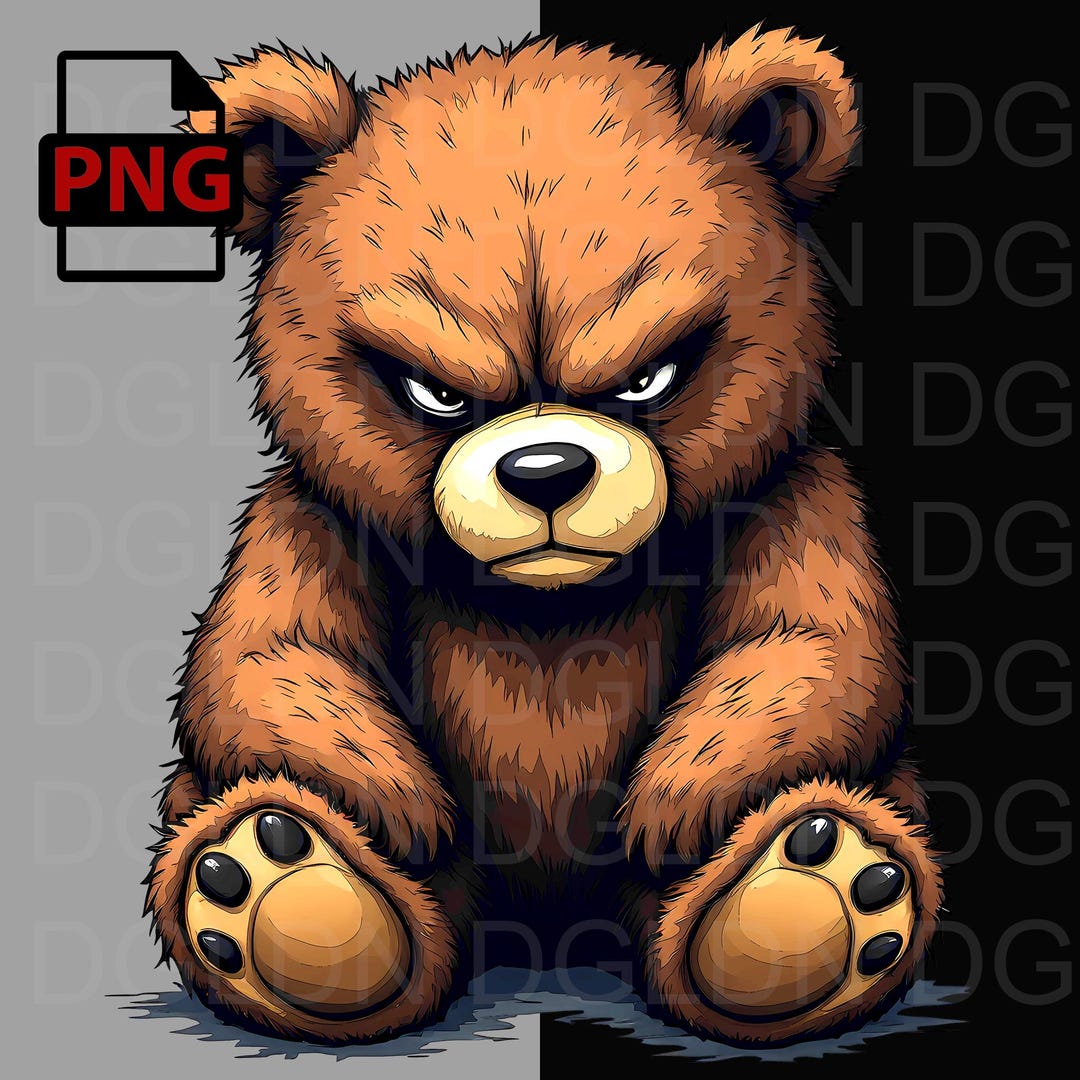 Grumpy Bear Digital Download PNG | Cute Angry Bear Illustration for ...
